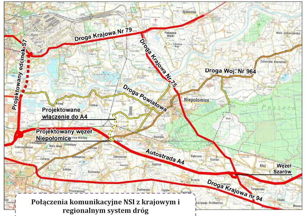 Zjazd z autostrady A4 w Niepołomicach - Wieliczka City Zjazd z autostrady A4 w Niepołomicach - Wieliczka City